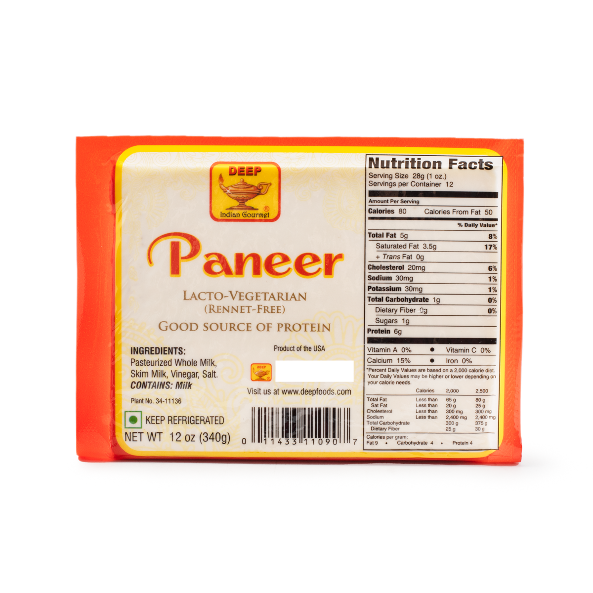 Get Deep Raw Paneer 340 g Delivered | Weee! Asian Market