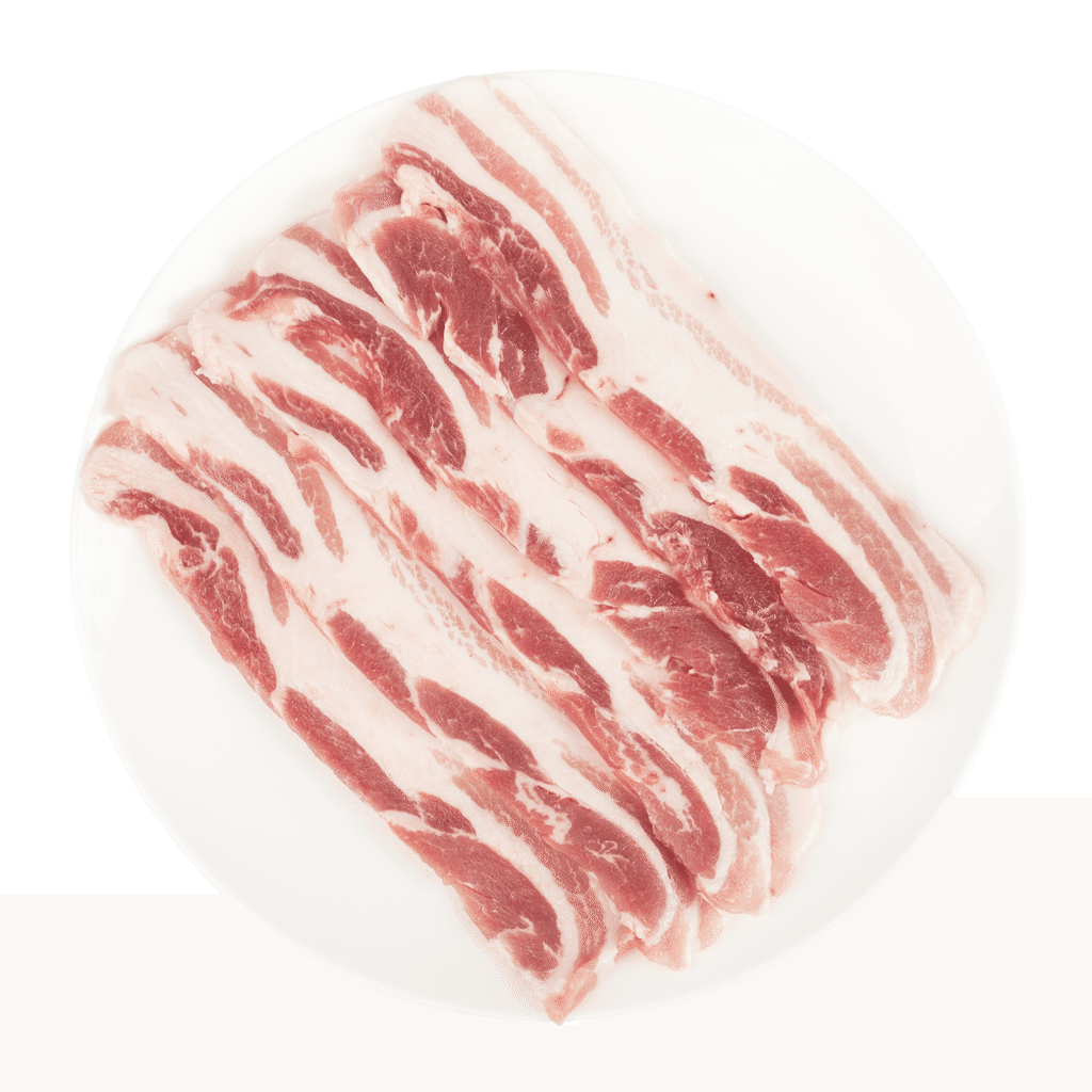 SRF Berkshire Pork Skinless Boneless Belly Sliced 6mm, frozen 1 파운드 - Weee!