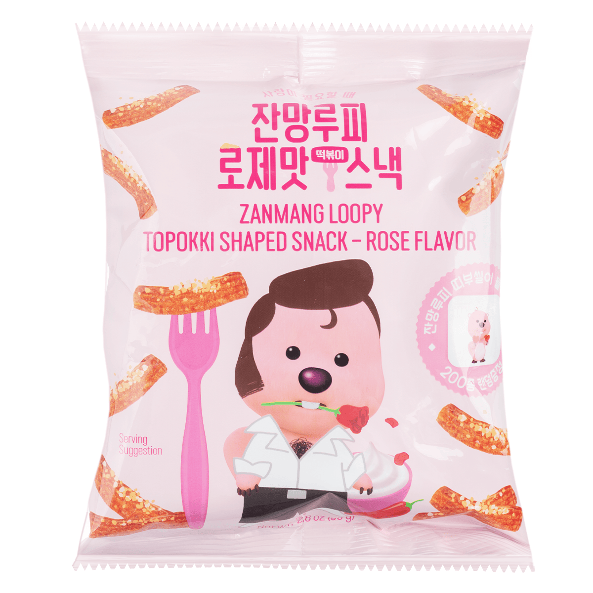 Zanmang Loopy toppoki shaped Snack Rose Flavor 80 g - Weee!