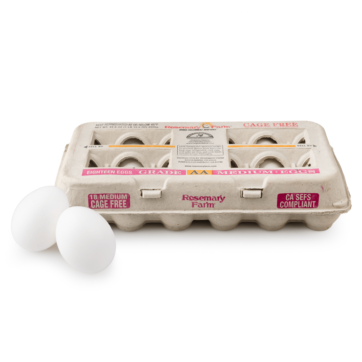 Get Rosemary Farms Cage Free Medium White 18 count Delivered | Weee ...