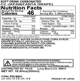 Fanta Grape Nutrition Facts