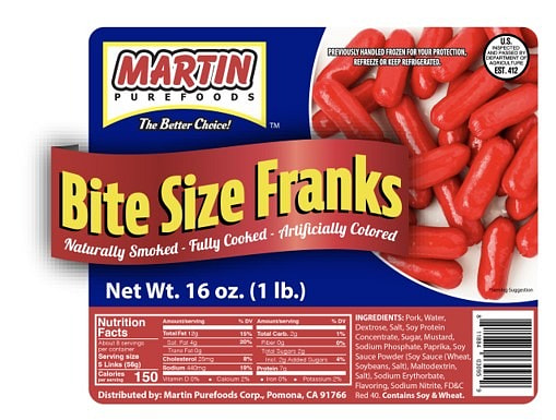Martin Purefoods Bite Size Franks Hot Dogs, Frozen - Weee!