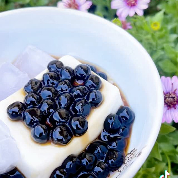 Tofu with brown sugar boba