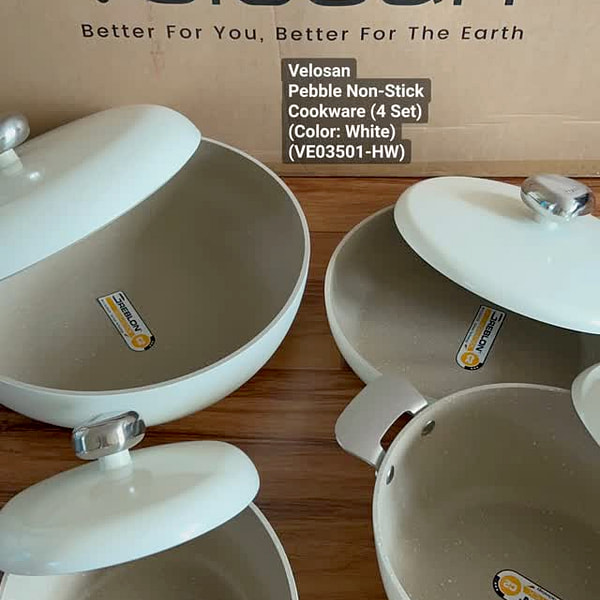 Velosan Pebble Non-Stick 4 Set Cookware - White