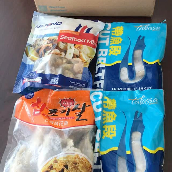 Frozen Seafood Unpacked! (Boneless yellow croaker. Netuno assorted ...
